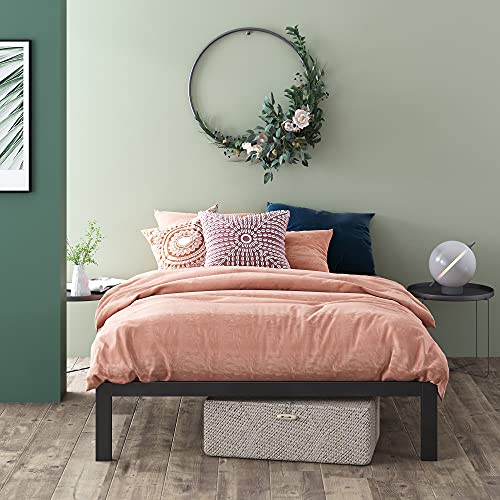 ZINUS Mia Metal Platform Bed Frame / Wood Slat Support / No Box Spring Needed / Easy Assembly, Black, King