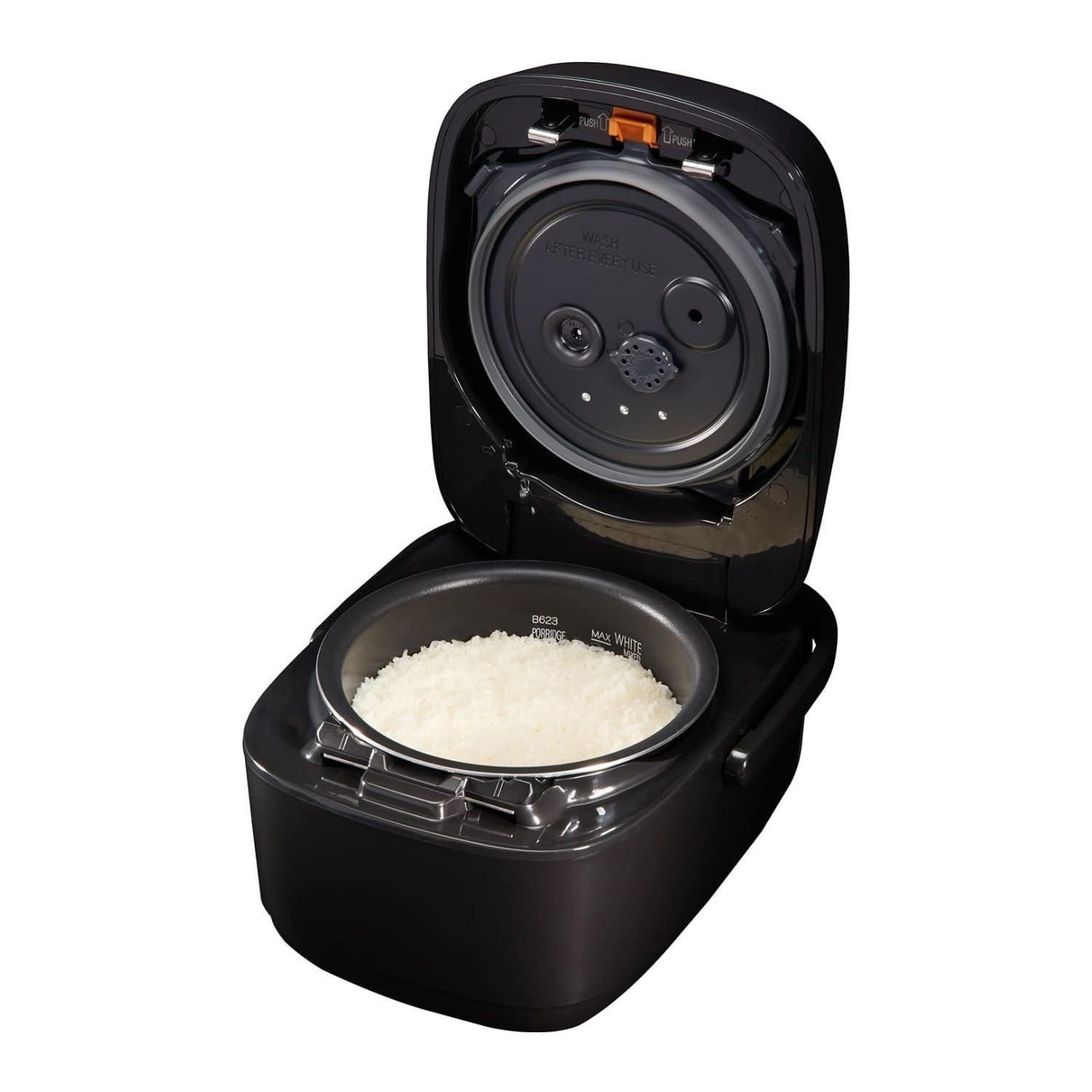 Zojirushi NW-JEC10BA 5.5-Cup Capacity Pressure Induction Heating Rice Cooker and Warmer (Black) Bundle with 15-Inch Bamboo Spoon, Rice Washing Bowl and Cocking Book (4 Items)