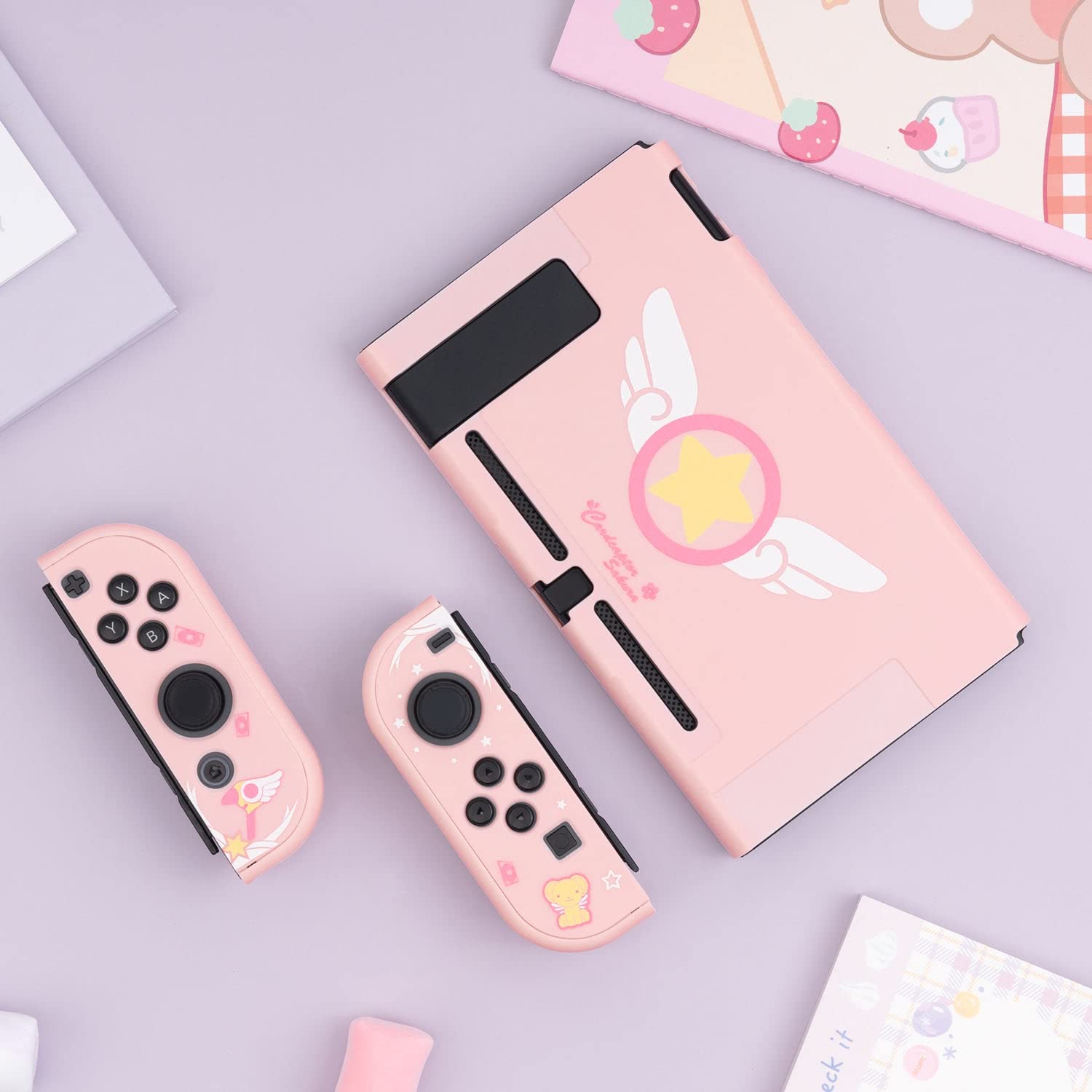 YOCORE Protective Case Compatible with Nintendo Switch, Soft Touch Replacement Shell with Shock-Absorption and Anti-Scratch -Cardcaptor Sakura
