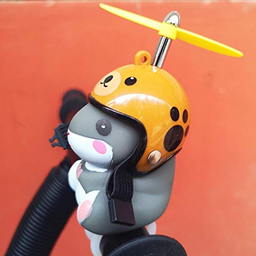 WENMOS Bike Bell for Outdoor,Cute Rubber Bicycle Accessories with Led Light,Cute Hamster Model with Helmet Handle-Bar Glowing Horn for Bicycle, Motorbike, Fixed Cog (Bear, One Size)