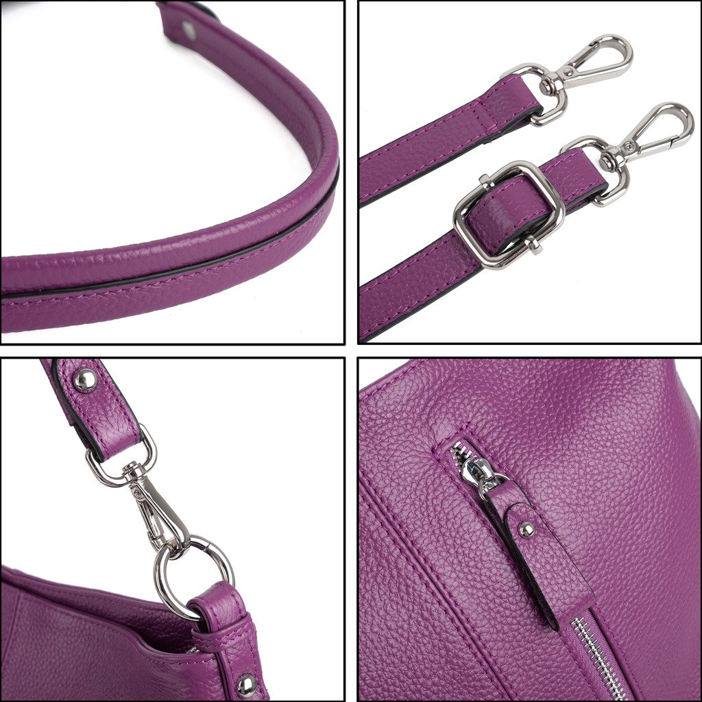 YALUXE Women's Front Pocket Soft Cowhide Leather Small Mini Purse Style Shoulder Bag Purple