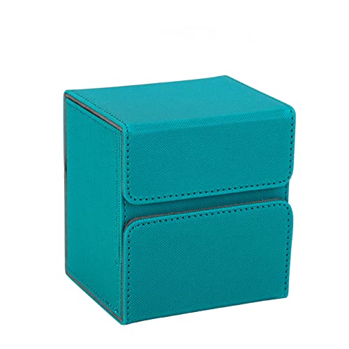 Venssu mtg deck box,deck box mtg,deck box tcg, PU Leather Large Size Fit 130 Plus Sleeved Cards Compatible with single/double sleeved toploader MTG TCG CCG (Turquoise)
