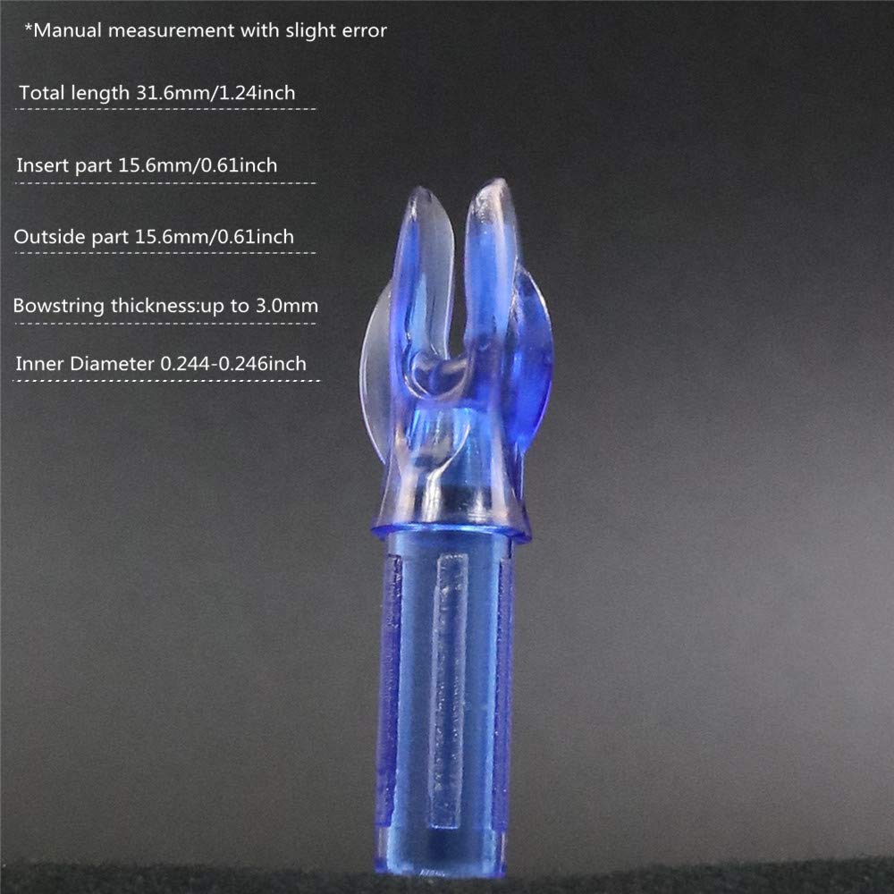 Zhan Yi Arrow Knocks 6.2MM(0.244-0.246β) 60 Pack Accessories Insert Nocks for Archery Standard Size Arrows(Clear Blue)