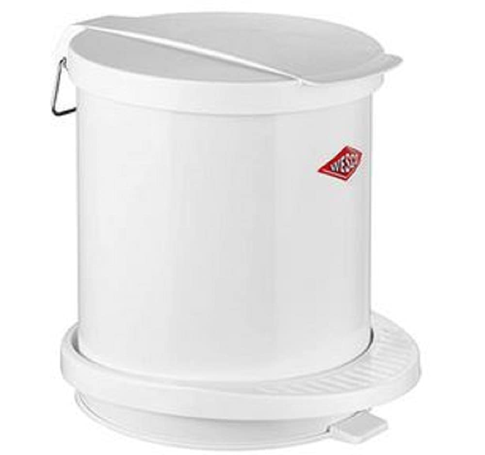 Wesco 101 101012-01 Pedal-Type Trash Can, White, Size: Diameter 8.5 x Height 9.6 inches (21.5 x 24.5 cm), Pedal Bin, 1.6 gal (5 L)