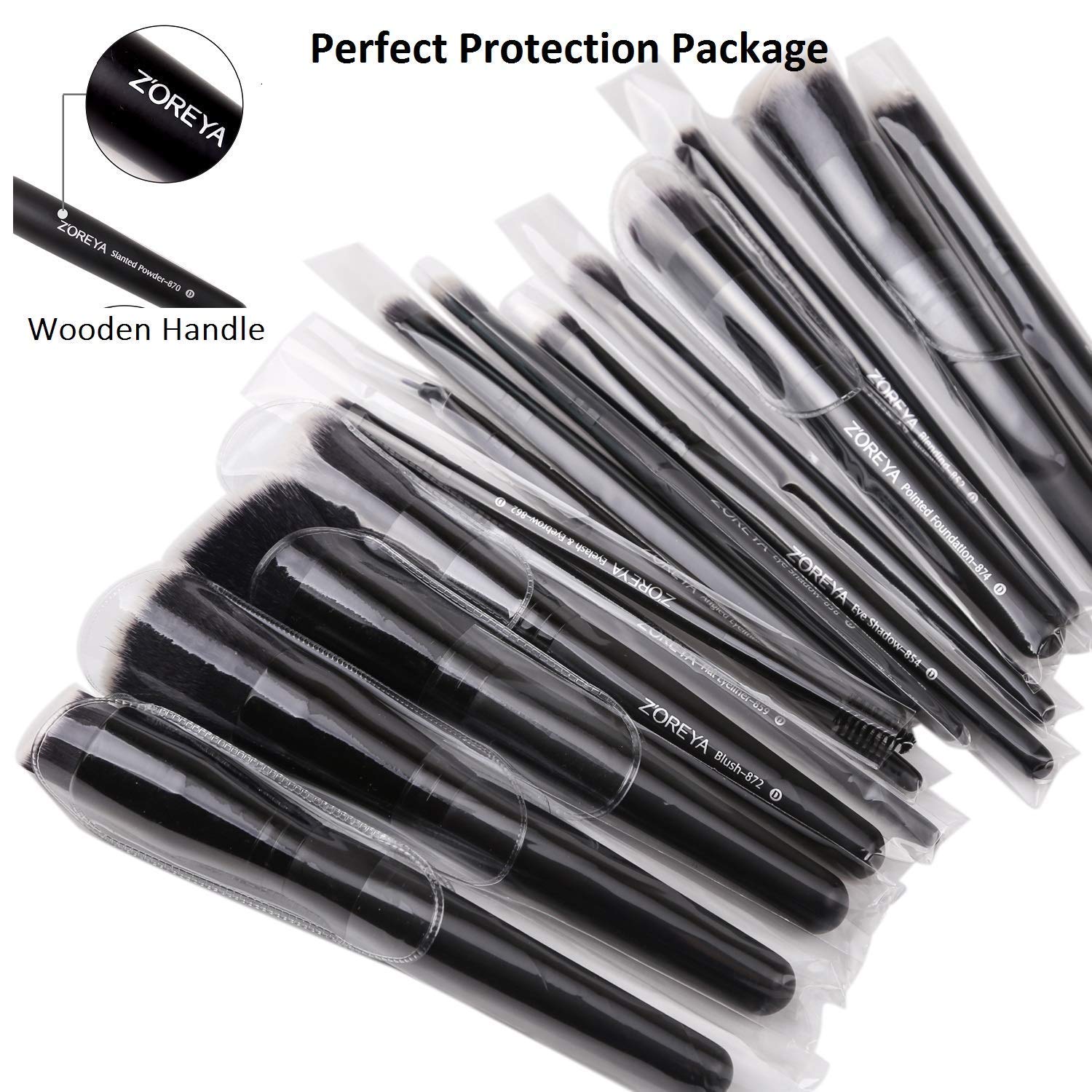 ZOREYA Makeup Brushes 15Pcs Makeup Brush Set Premium Synthetic Powder Foundation Contour Blush Concealer Eye Shadow Blending Liner Make Up Brush Kit