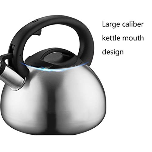 ZNZN Stainless Steel Kettle Round Whistling Teapot Silver Boiling Water Kettle with Ergonomic Handle (2.5L/84.5OZ,3.5L/118.3OZ) Multifunctional Water Kettle (Color : 3.5L (118.3OZ))