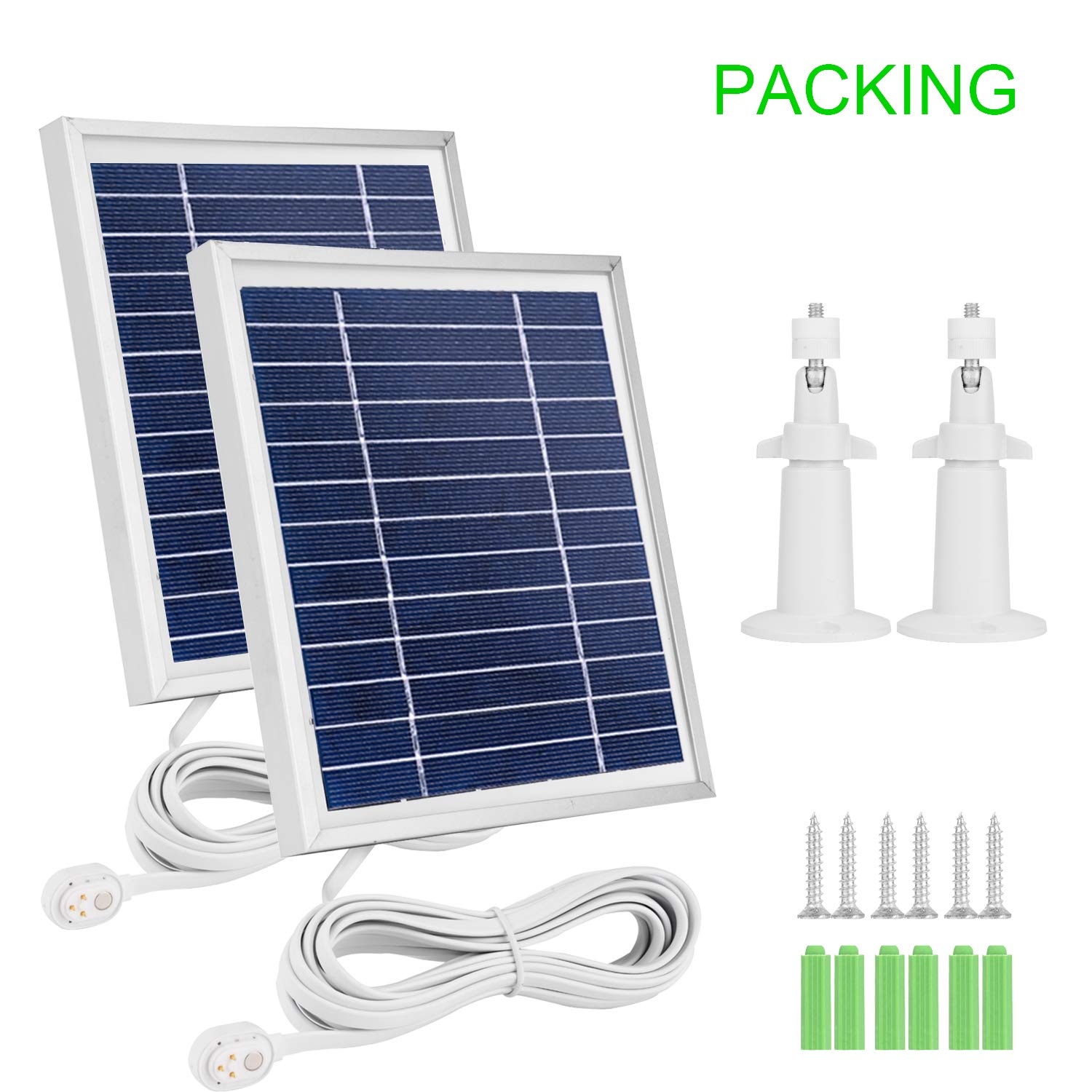 Uogw 2 Pack Solar Panel Charge for Arlo Pro 3 /Arlo Ultra/Ultra 2/ Arlo Pro 4, with 11.5ft Waterproof Magnetic Power Cable, Adjustable Mount-Silver