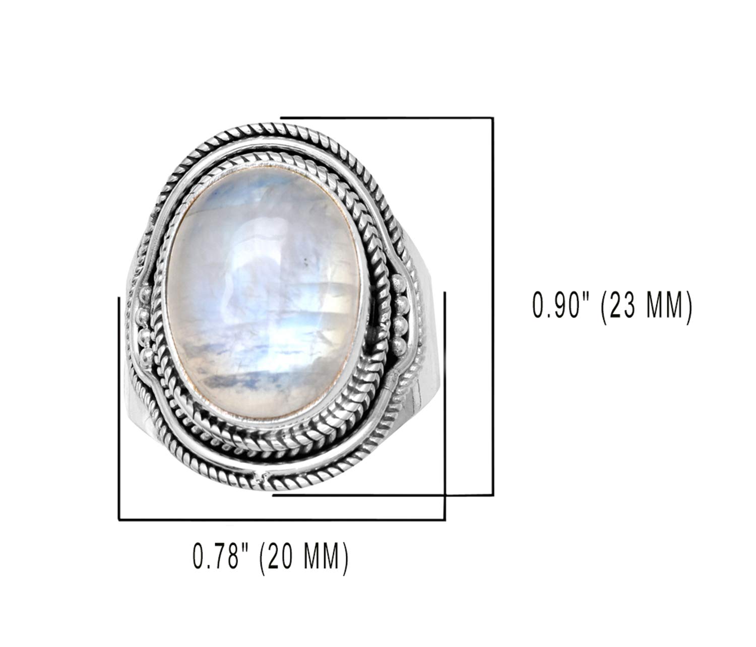 YoTreasure 12x16 MM Moonstone Chunky Ring .925 Sterling Silver