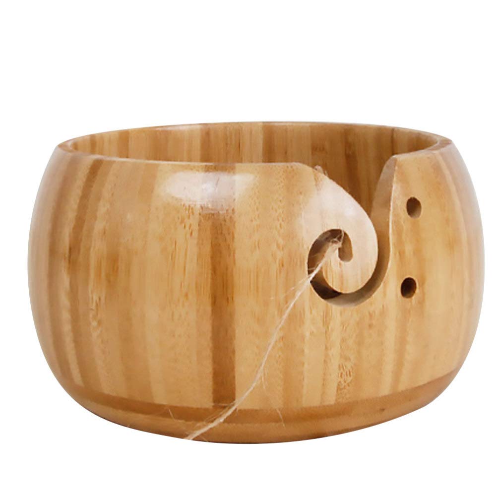 Yarn Bowls for Crochet Yarn Storage with Lid Yarn Holder with Lid Knitting Wool Storage Crochet Bowl Ceramic Yarn Bowl Wool Yarn Crochet Storage Wooden Bamboo Storage Basket