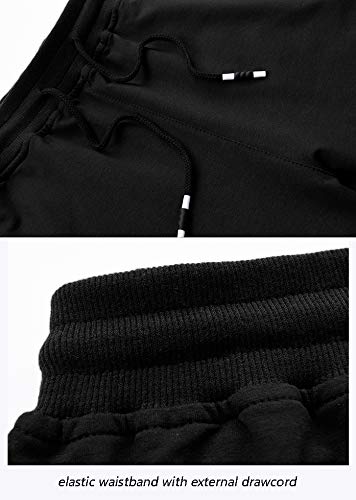 YSENTO Men's Cotton Casual 3/4 Jogger Running Capri Pants Below Knee Gym Workout Shorts Zipper Pockets Black 34