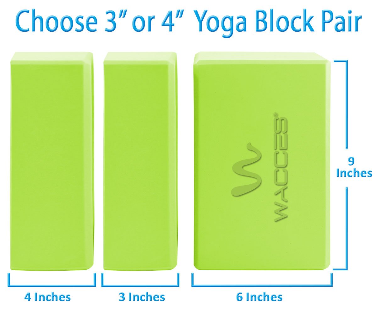 Wacces Foam Exercise, Fitness & Yoga Blocks - Set of 2 (9" x 6" x 4") - Green