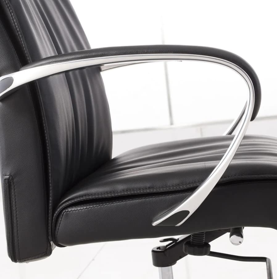 Zuri Furniture Modern Forbes Genuine Leather Aluminum Base High Back Executive Chair - Black