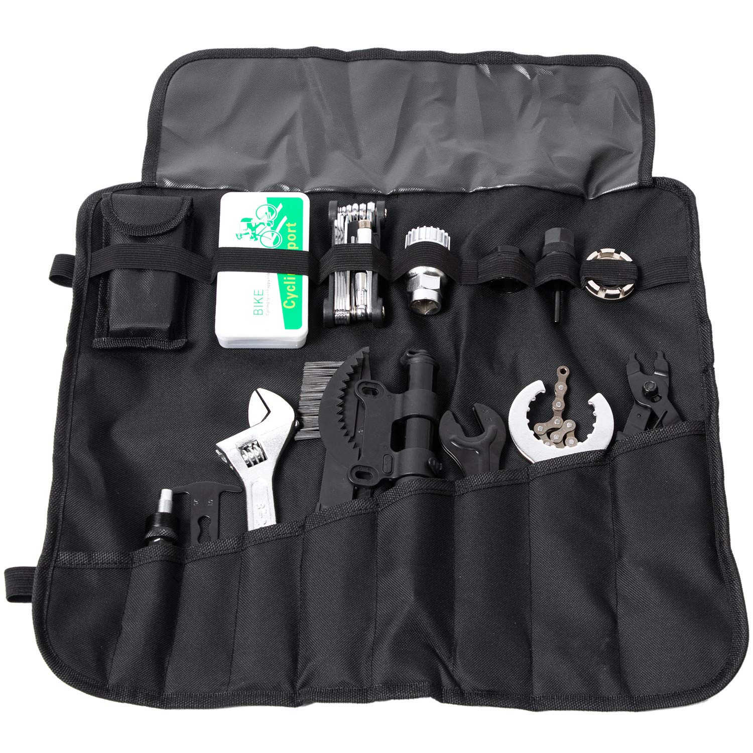 YBEKI Bike Tyre Repair Tool Kit Set - Bicycle Tool kit with Mini Pump, Bike Multi-Tool, Chain Tool Bike Freewheel Remover, etc. 6 Months Warranty