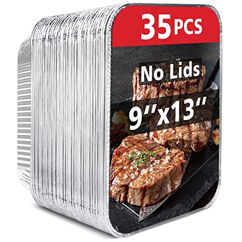 ZENOWICK Aluminum Pans,Disposable Foil Pans-9"x13" Half Size Deep Steam Table Pans 35 PCS,Tin Foil Pans Great for Baking,Prepping Food Cooking, Heating, Storing