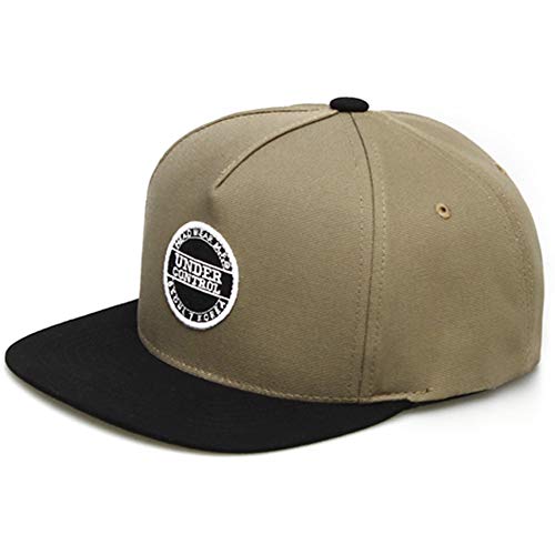 UNDERCONTROL Flat Brim Strapback Adjustable Trucker Cap Snapback for Unisex Hat Circle Logo Dark Mellow Black