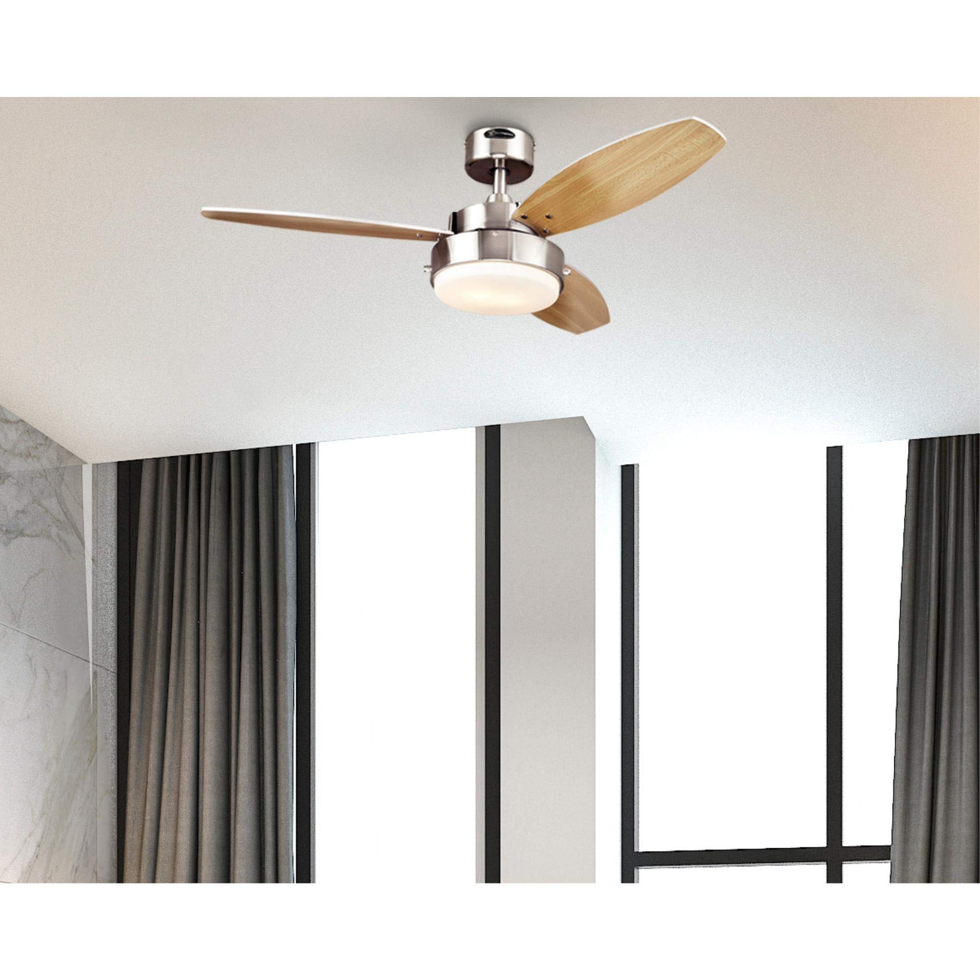Westinghouse Lighting 7221600 Alloy Ceiling Fan with Light, 42 Inch, Brushed Nickel (Renewed)