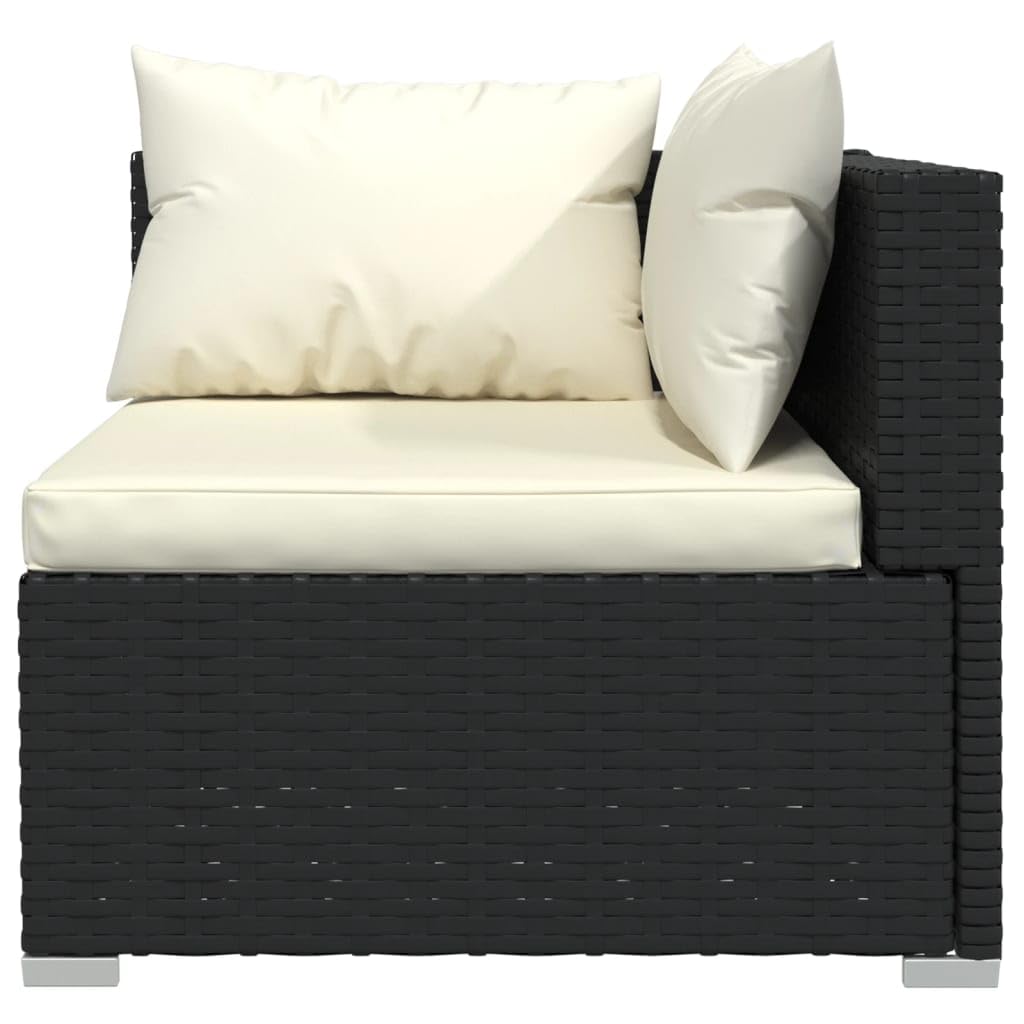 VRAXO 7 Piece Patio Lounge Set with Cushions Poly Rattan Black,Outdoor Furniture Sets-123.2lbs-10
