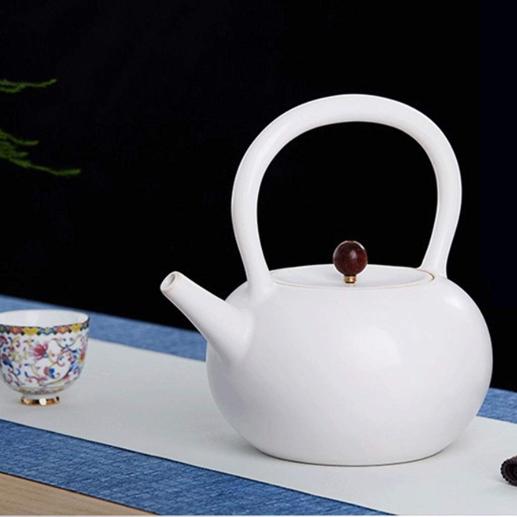 ZNZN Ceramic Kettle Retro Chinese Kettle Large-Capacity Stove Teapot with Round Comfortable Handle Creative Gift (700ml, 23.6oz) Multifunctional Water Kettle (Color : White)
