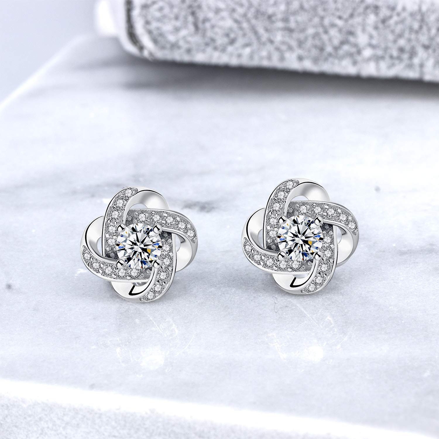 YOQUCOL Cubic Zirconia Crystal Geometry Cross Clip On Earrings Non Pierced Jewellery Elegant Stud For Women