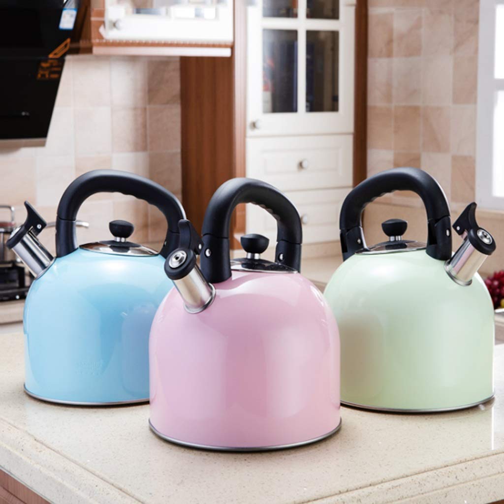 ZNZN Stainless Steel Kettle Household Whistling Teapot Ergonomic Handle Thickened Large Capacity Kettle Design (5L/169OZ) Multifunctional Water Kettle (Color : Pink)