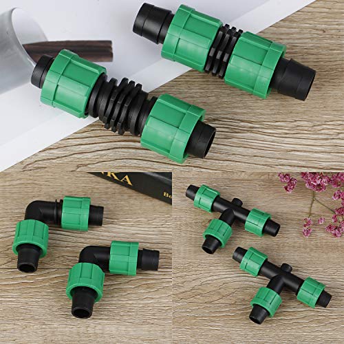 Xgood 9 Pieces Drip Irrigation Tubing Coupling Compatible with Most 16-17 mm Drip Tape AG Tubing Drip or Sprinkler Systems
