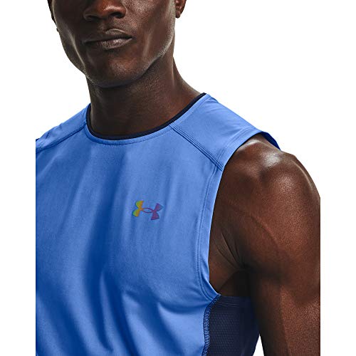 Under Armour Heatgear Rush 2.0 Compression Sleeveless T-shirt, Blue Circuit (436)/Black, Large