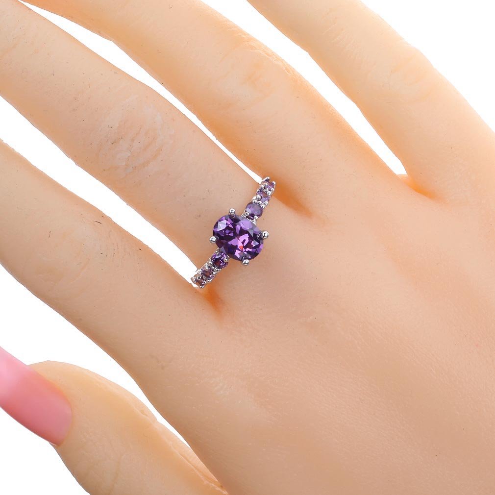 YAZILIND Wedding Bridal Purple Cubic Zirconia Engagement Ring For Women Size6