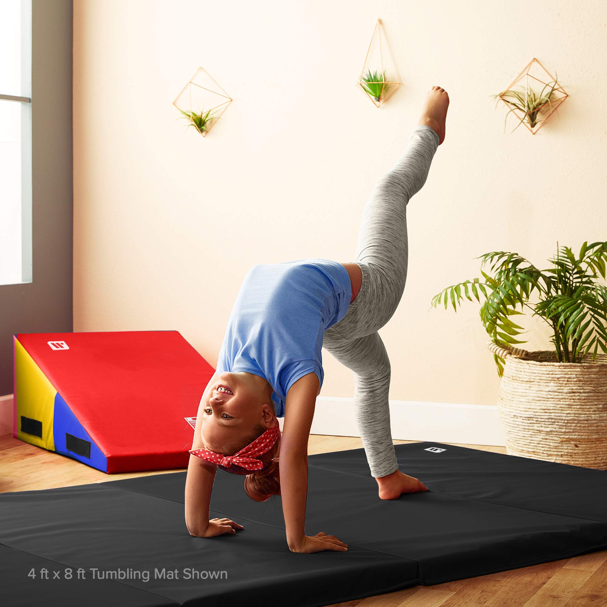 We Sell Mats Gymastics Multi-Sized Portable and Padded Folding Mat for Exercise, Yoga, Martial Arts, Portable with Hook & Loop Fasteners, 5' x 10' (1.5-inch Thick), Black