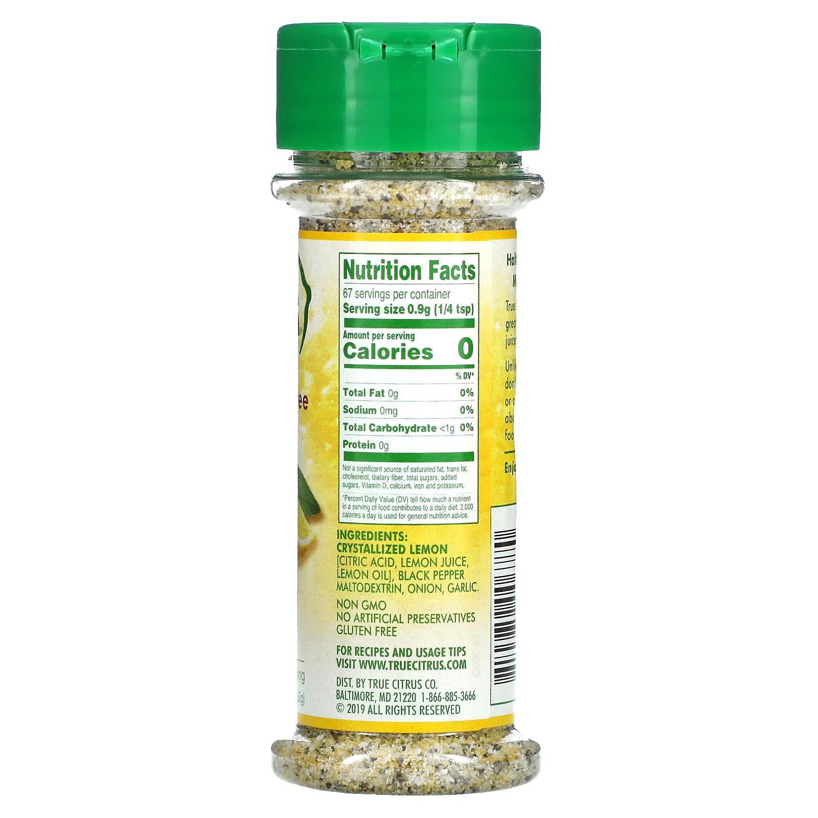TRUE CITRUS Lemon Pepper Shaker, 0.05 Pound