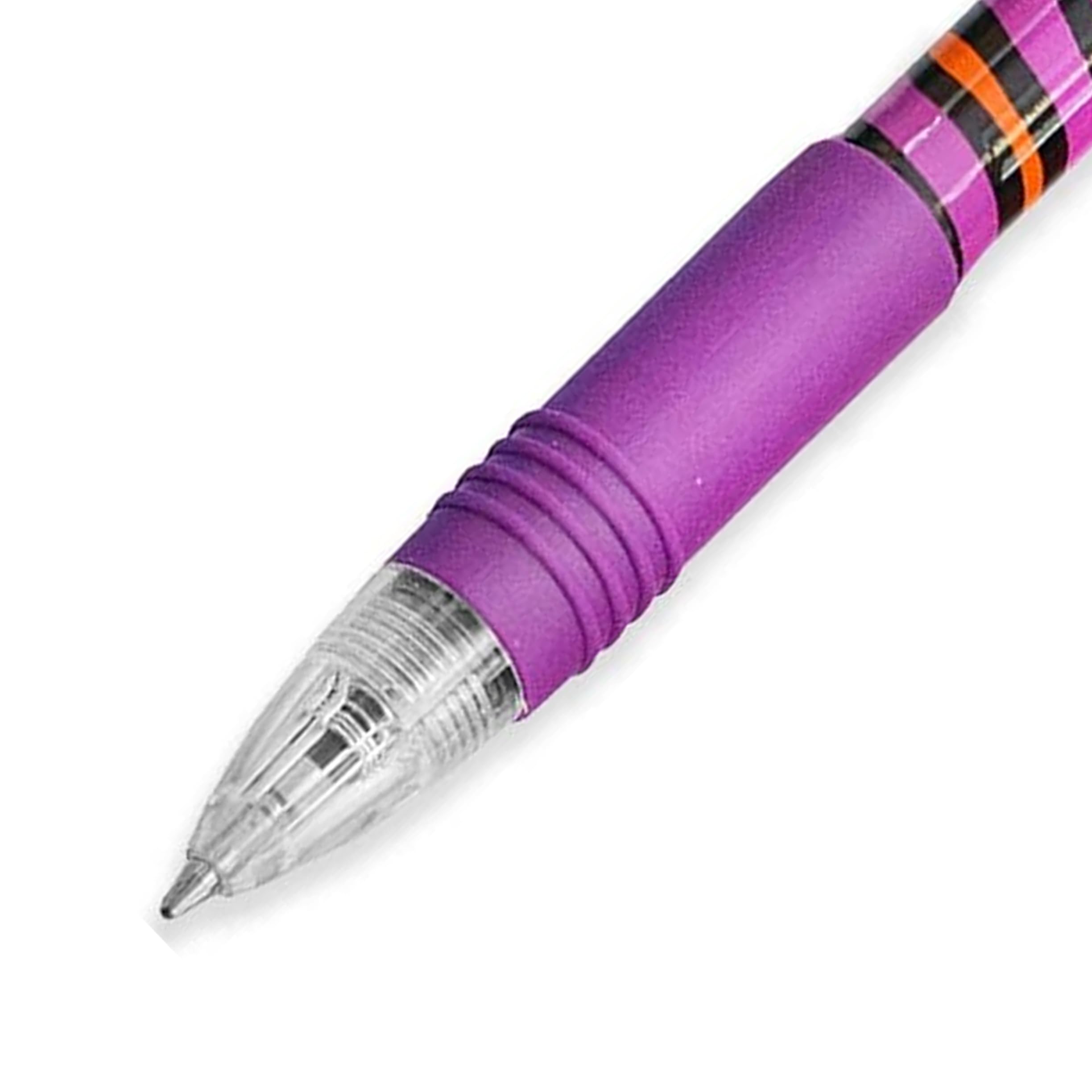 Zebra Z-Grip Funky Brights - Animal Pattern Retractable Ballpoint Pen - Purple Tiger Barrel - Pack of 6