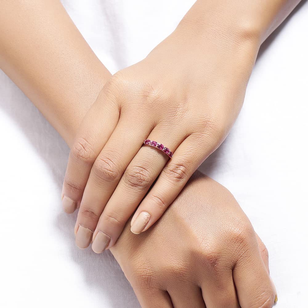 YoTreasure 1.05 ct. t.w. Rhodolite Garnet 10kt Rose Gold Eternity Band Ring