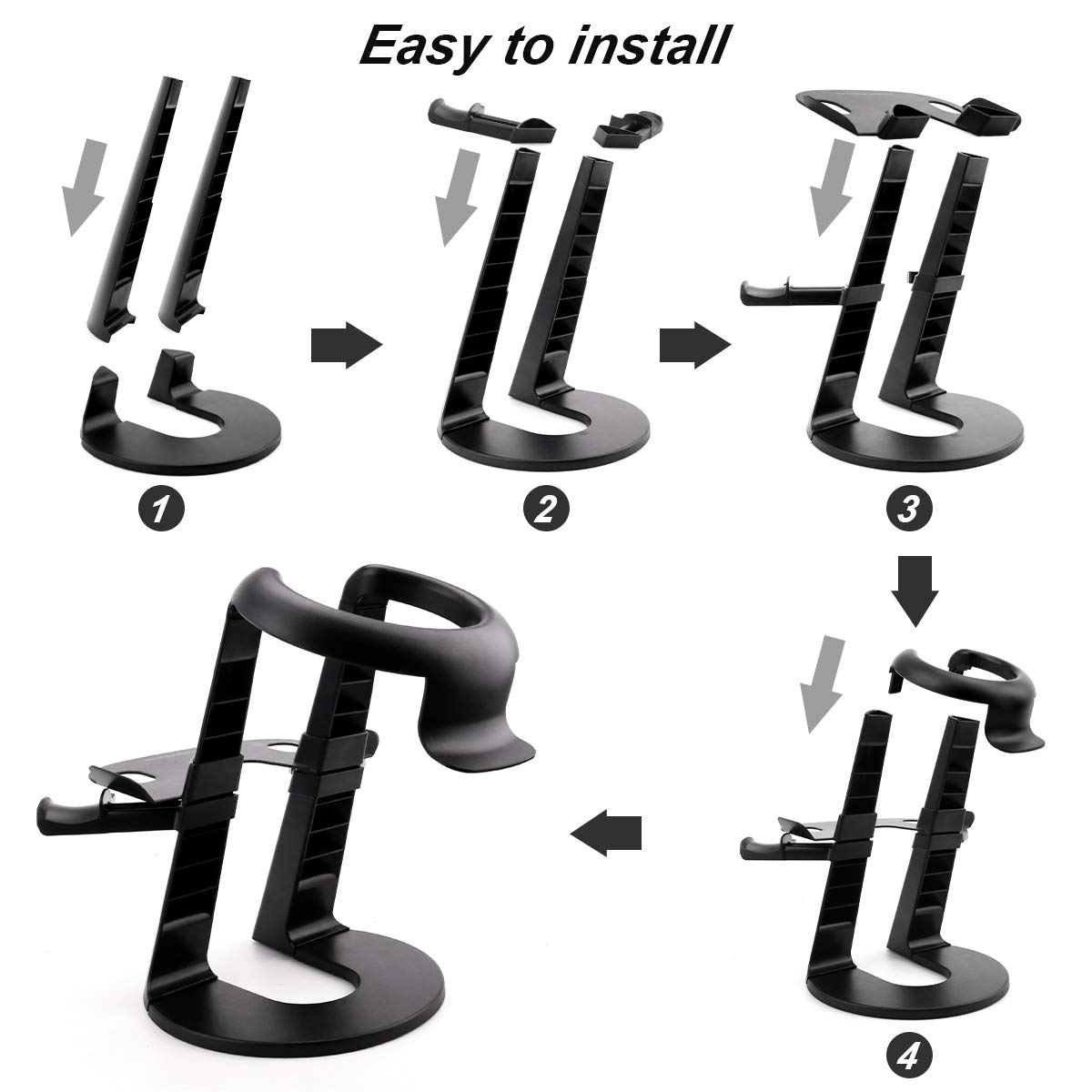 VR Stand, VR Headset Stand, Virtual Reality Headset and Controllers Holder, VR Headset Display Holder and Controller Mount Station for Oculus Quest, Quest2/Rift/Rift S/GO/Valve Index