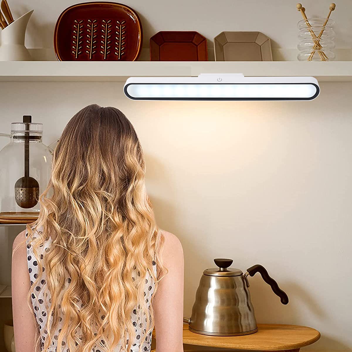 Under Cabinet Lighting, KUCAM 5W Magnetic Closet Lights with Remote, Dimmable Touch Control, 3 Color Modes, USB Rechargeable Reading Light Bar for Bedside, Computer Desk, Kitchen, Mirror (Black)