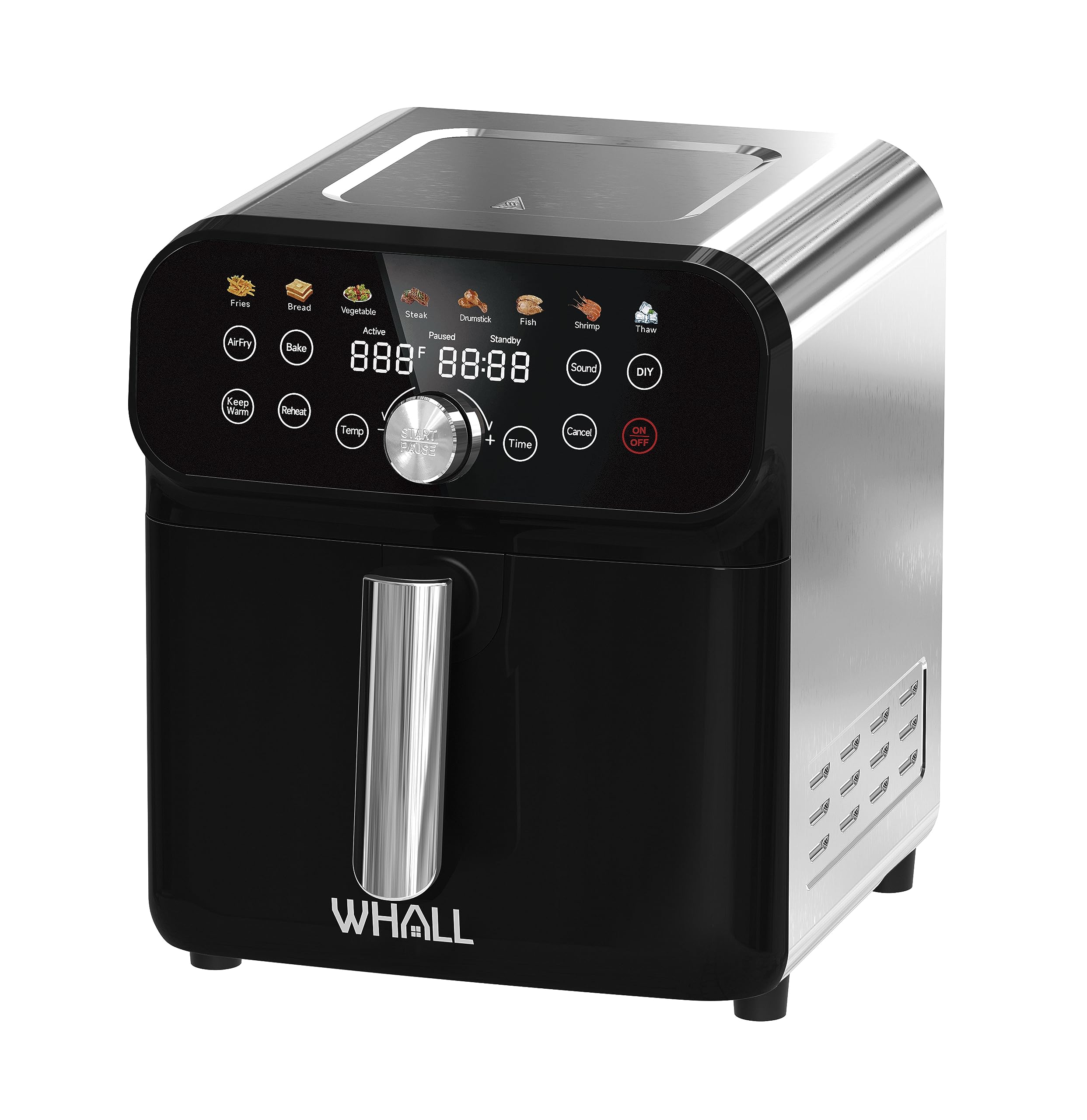 WHALL Air Fryer, 6QT Air Fryer Oven with LED Digital Touchscreen, 12 Preset Cooking Functions Air fryers, Dishwasher-Safe Basket, Stainless Steel/BS