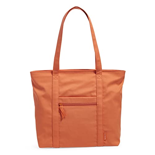 Vera Bradley Women's Cotton Vera Tote Bag, Orange Bell Pepper - Recycled Cotton, One Size