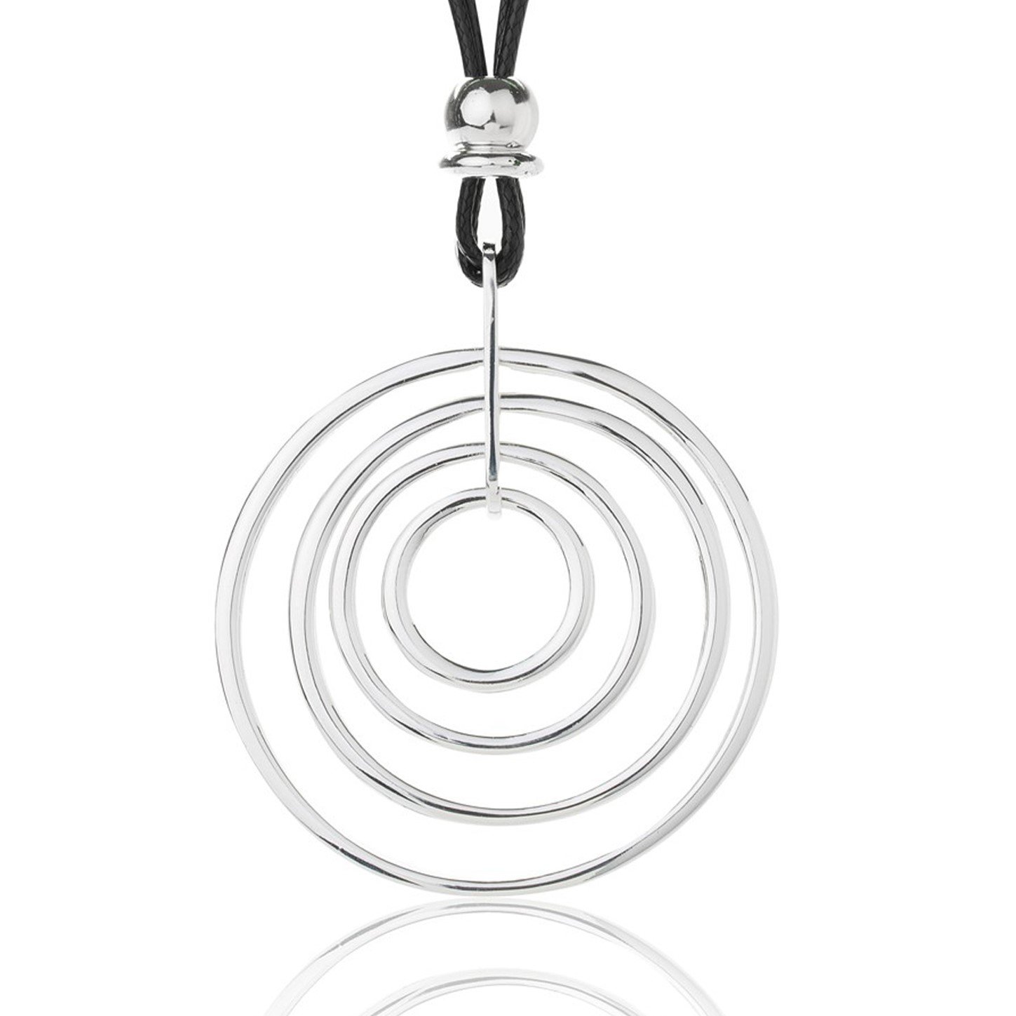 welbijoux Necklaces for Women Long Statement Silver Pendant Necklace with Leather Rope