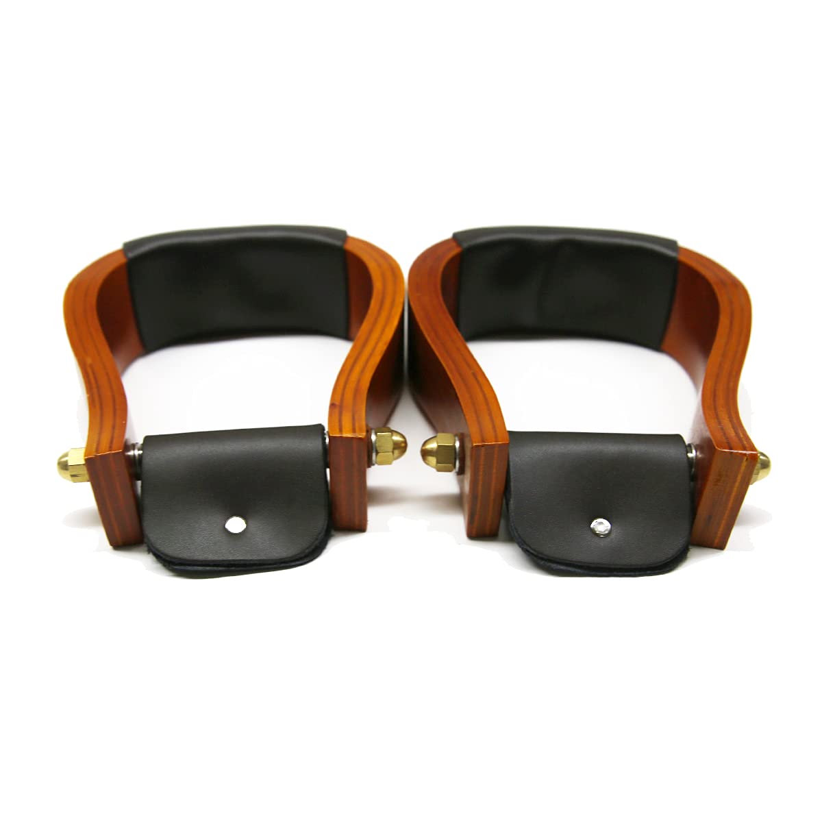 UNISTRENGH 1 Pair Safety Stirrups Horse Riding Bamboo Cowhide Treads Equestrian Horsing Accessories (Natural)