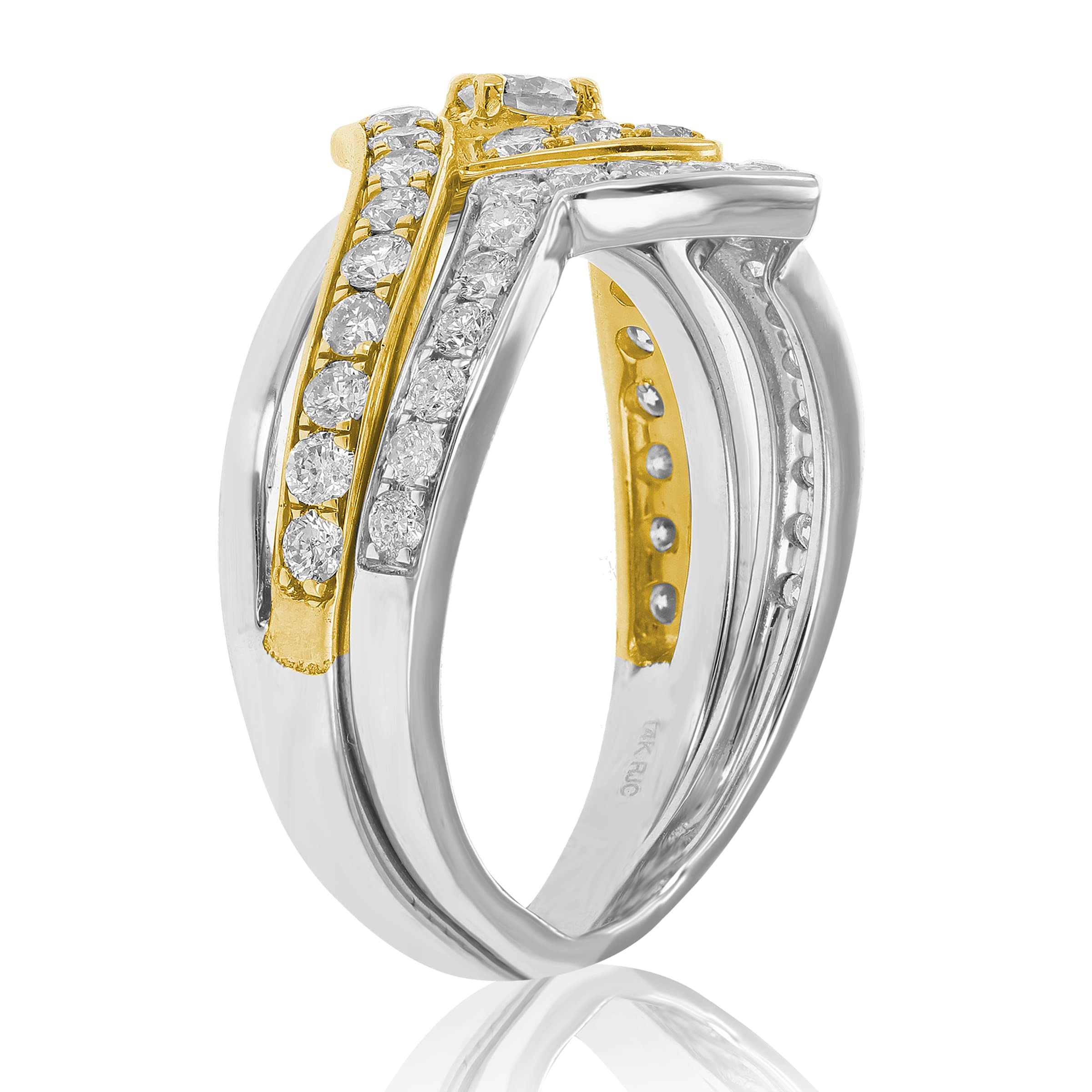 Vir Jewels 1 cttw Diamond Wedding Engagement Ring Set 14K Two Tone Gold Princess Halo Style Size 6
