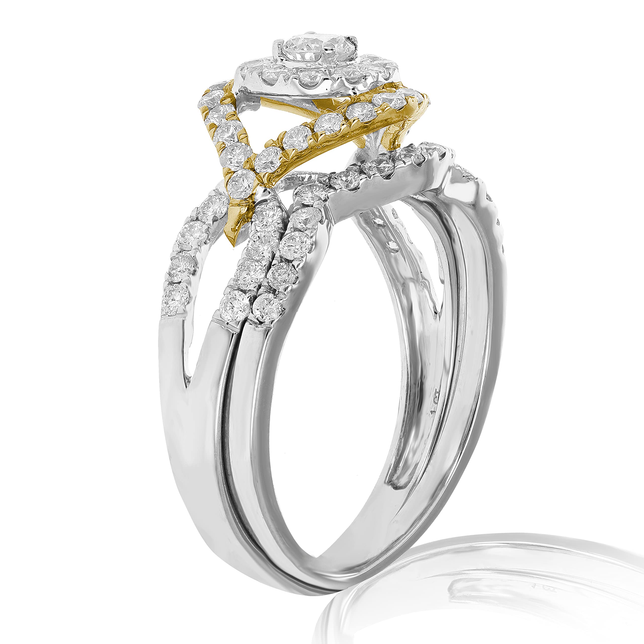 Vir Jewels 1 cttw Diamond Wedding Engagement Ring Set 14K Yellow Gold Halo Bridal Size 7
