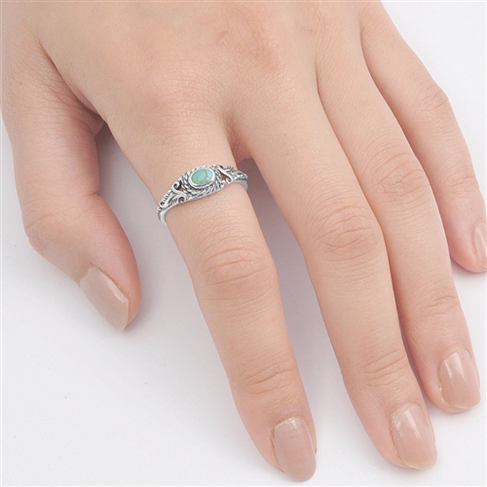 Women's Simulated Turquoise Wholesale Vintage Ring New 925 Sterling Silver Band Size 8