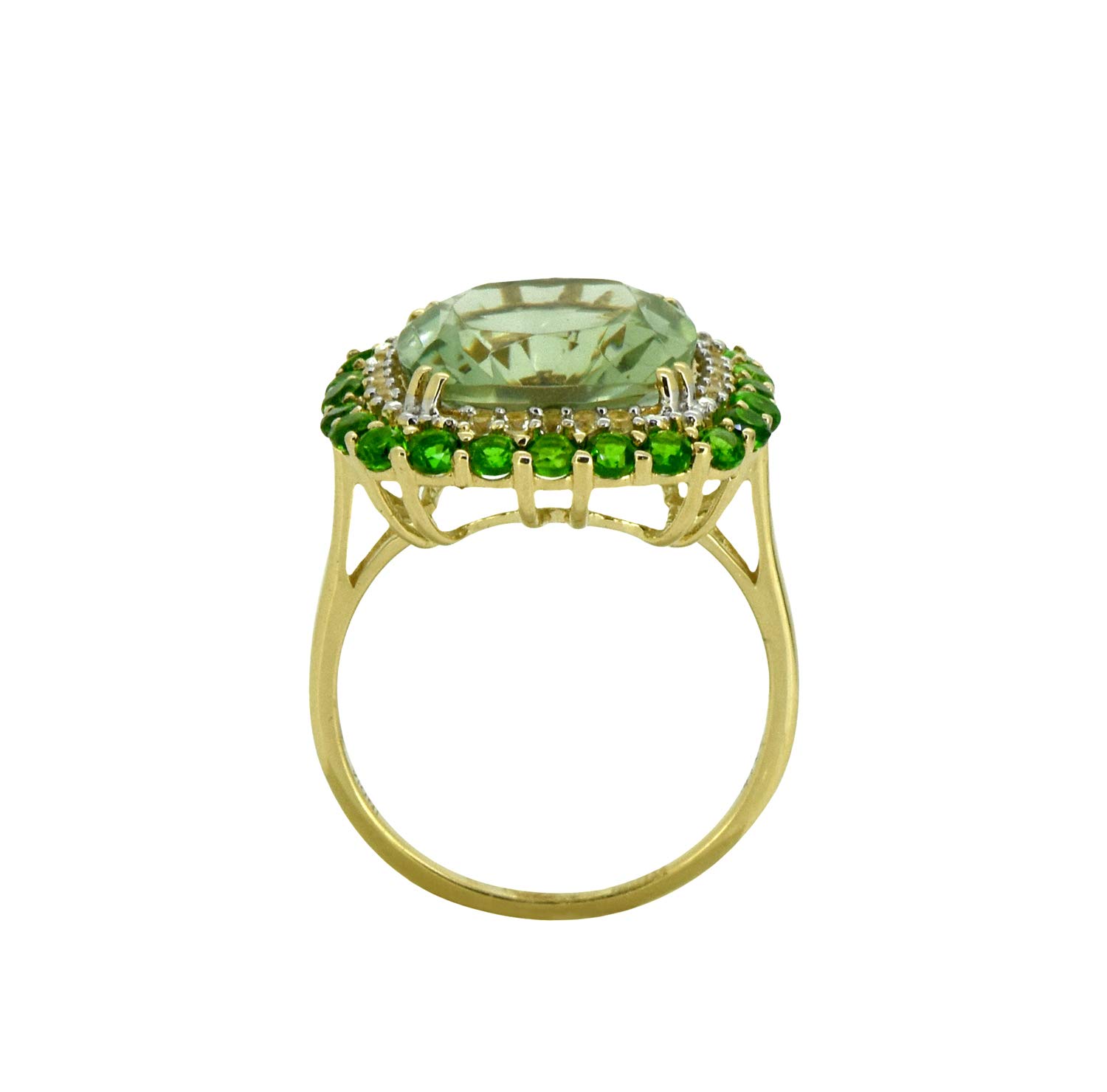 YoTreasure 6.97 ct. t.w. Green Amethyst & Chrome Diopside 14kt Yellow Gold Bold Ring