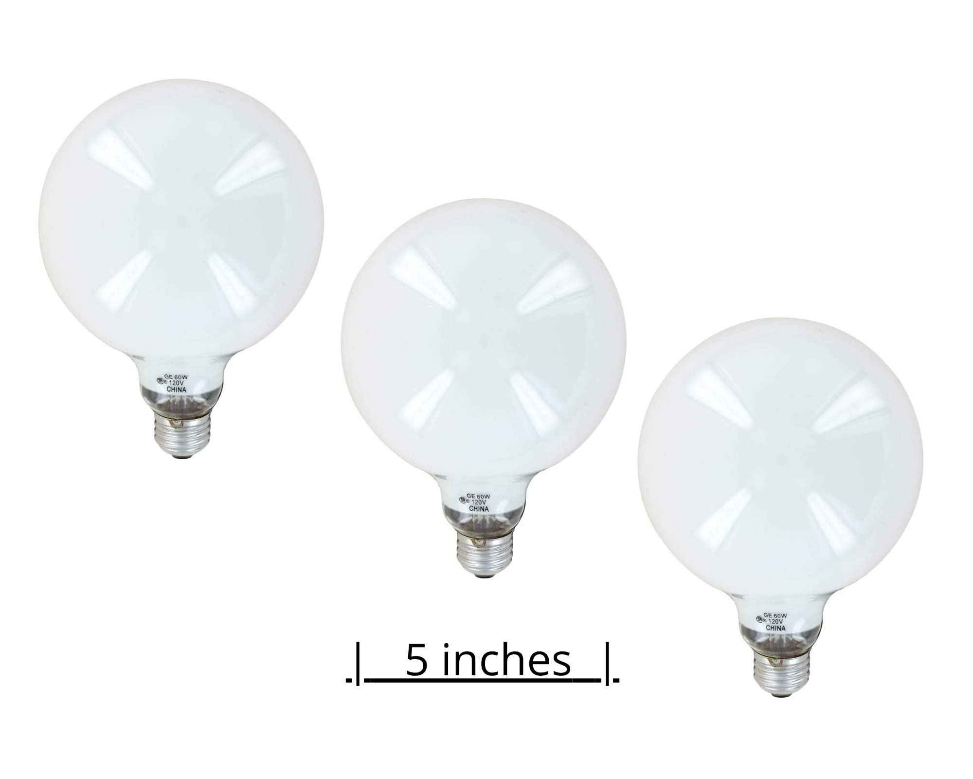 White Globe Light Bulb, 60-Watts, 5-In.-Diameter
