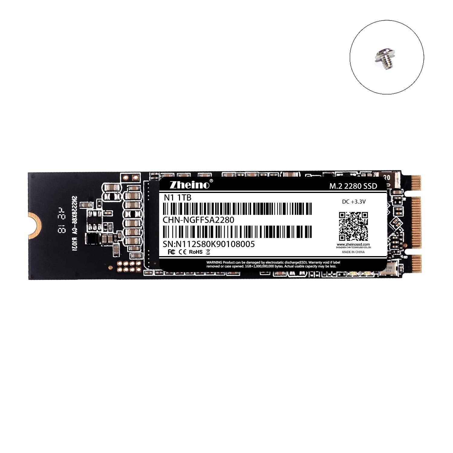 Zheino SSD M.2 2280 1TB NGFF SATA III 6gb/s Internal 3D Nand Solid State Drive for Ultrabooks and Tablets