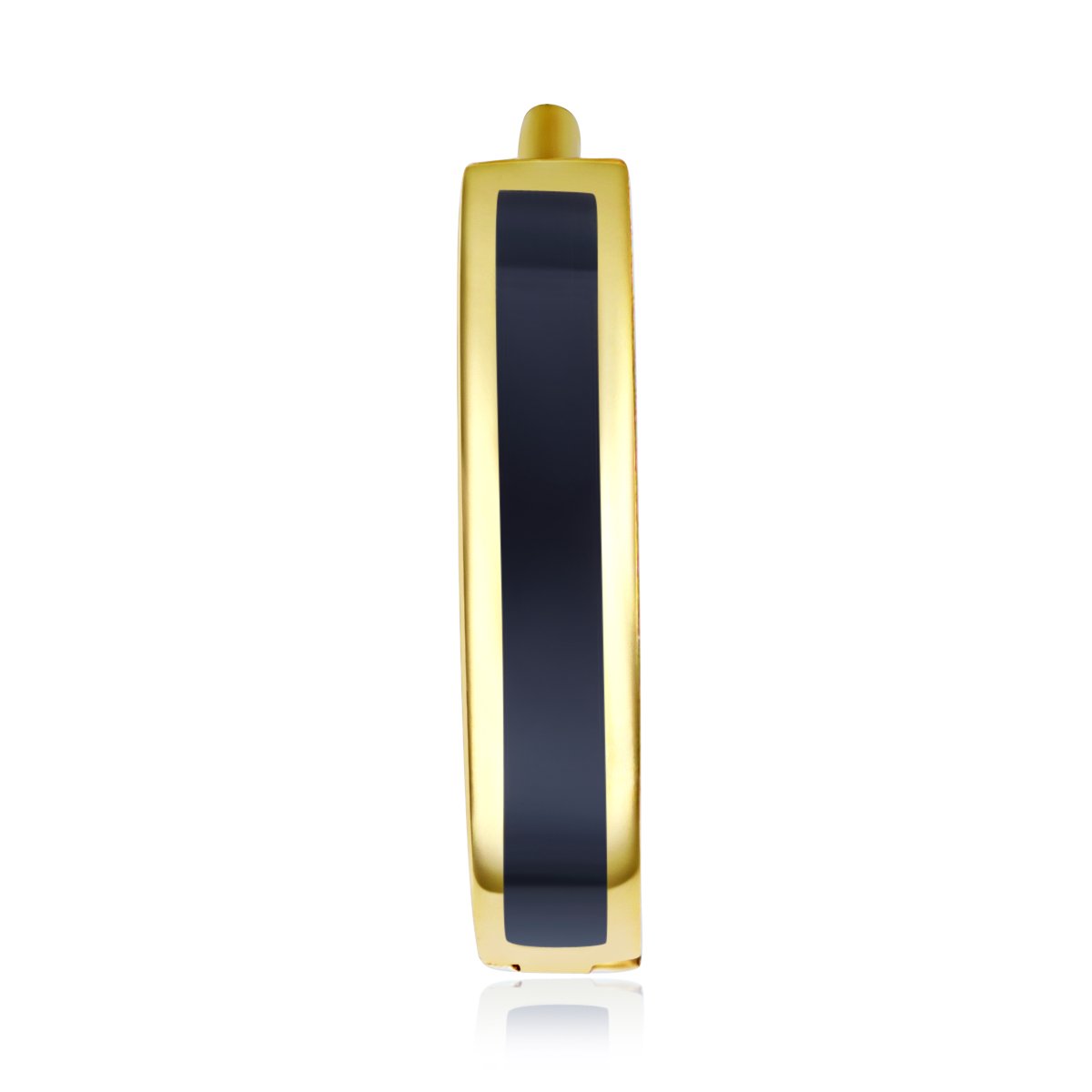Wellingsale Ladies 14k Yellow Gold Polished 2mm Onyx Huggies Hoop Earrings (10mm Diameter)