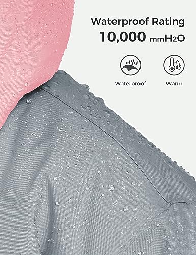 ZSHOW Girls' Ski Jacket Hooded Windproof Breathable Outerwear Warm Winter Coat(Coral Pink,14-16)