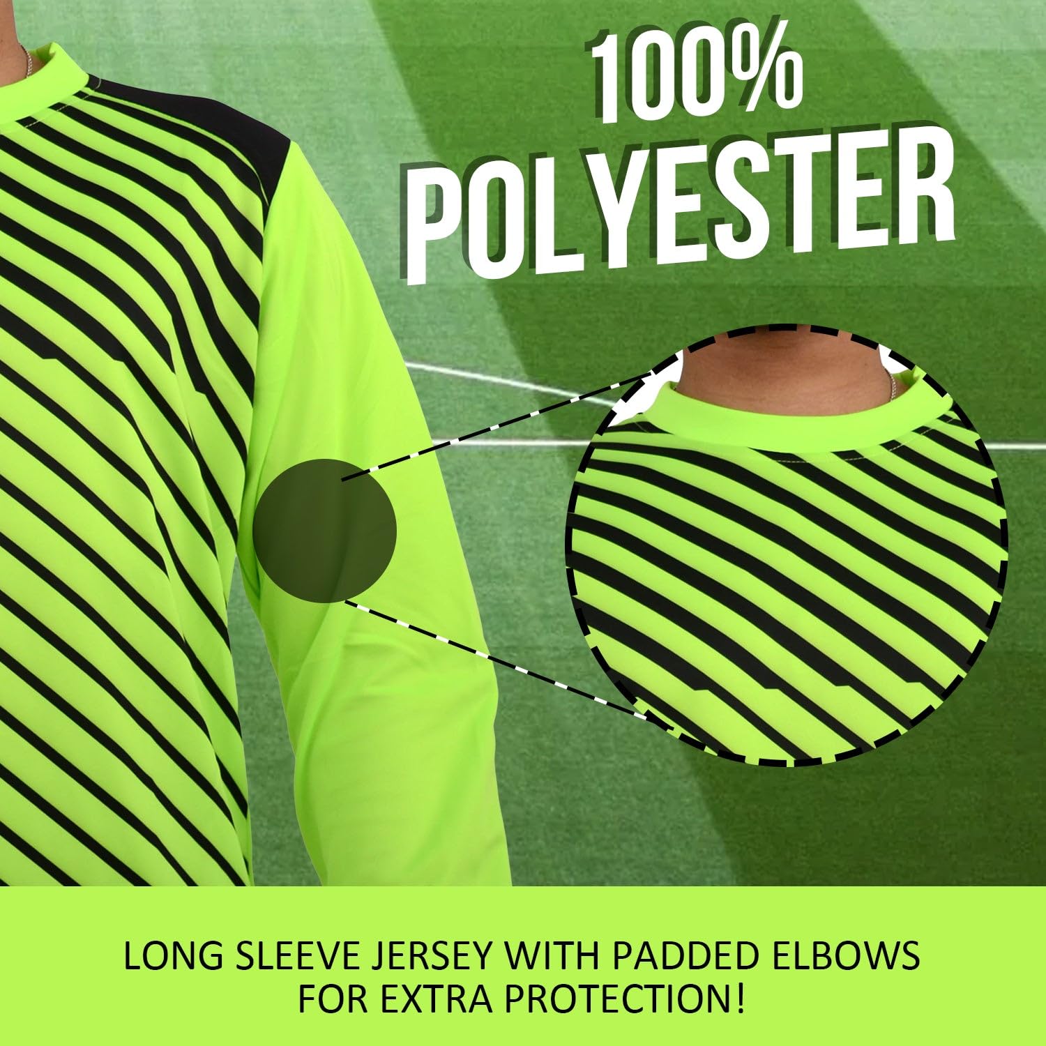 Vizari Arroyo Youth Soccer Goalkeeper Jersey for Youths | Shock Absorbing Long Sleeve Goalie Jersey (US, Alpha, Large, Regular, Green/Black)
