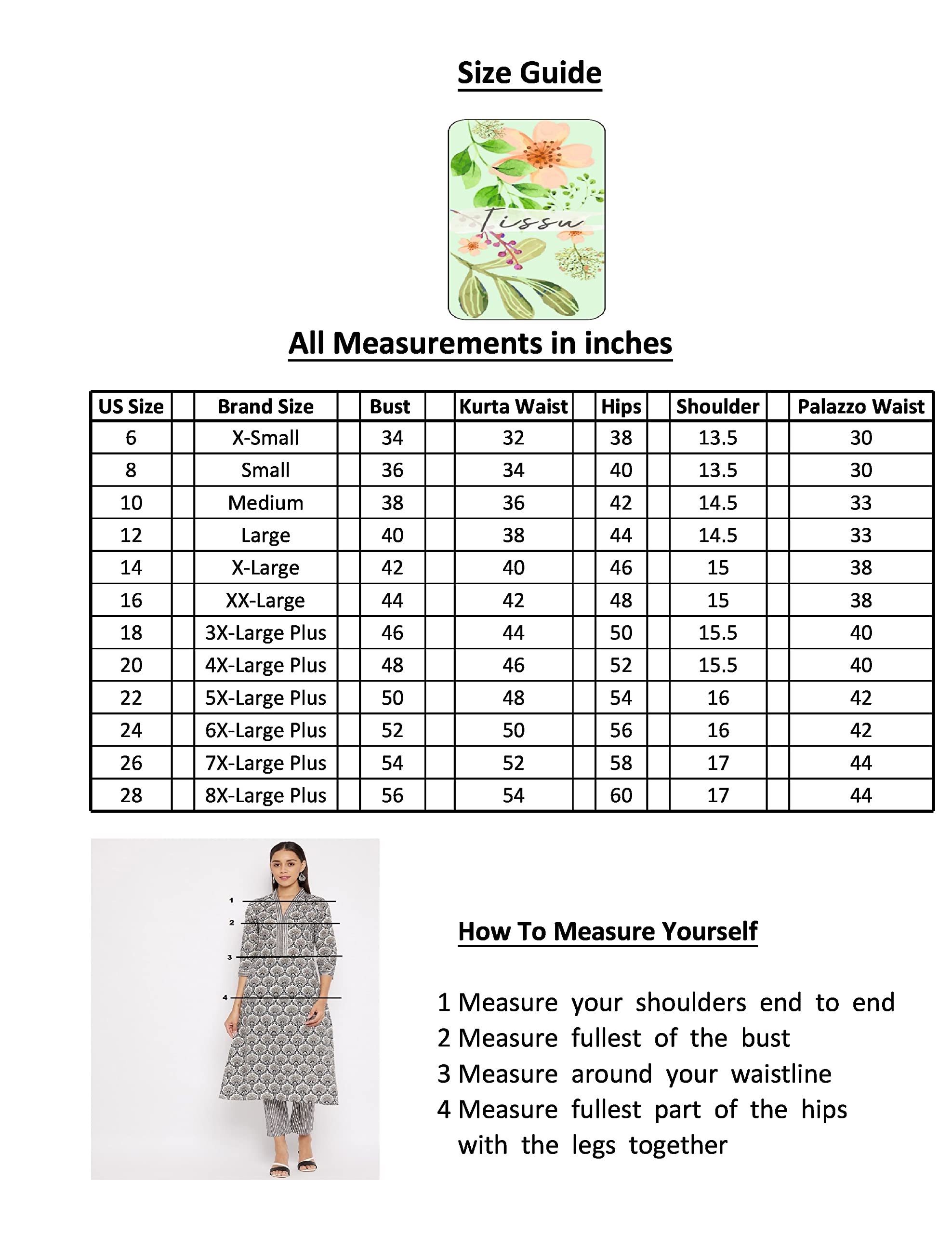 Tissu Women's Plus Size Cream & Orange Printed Kurta with Palazzo (T-Plus-634_Cream_7XL)