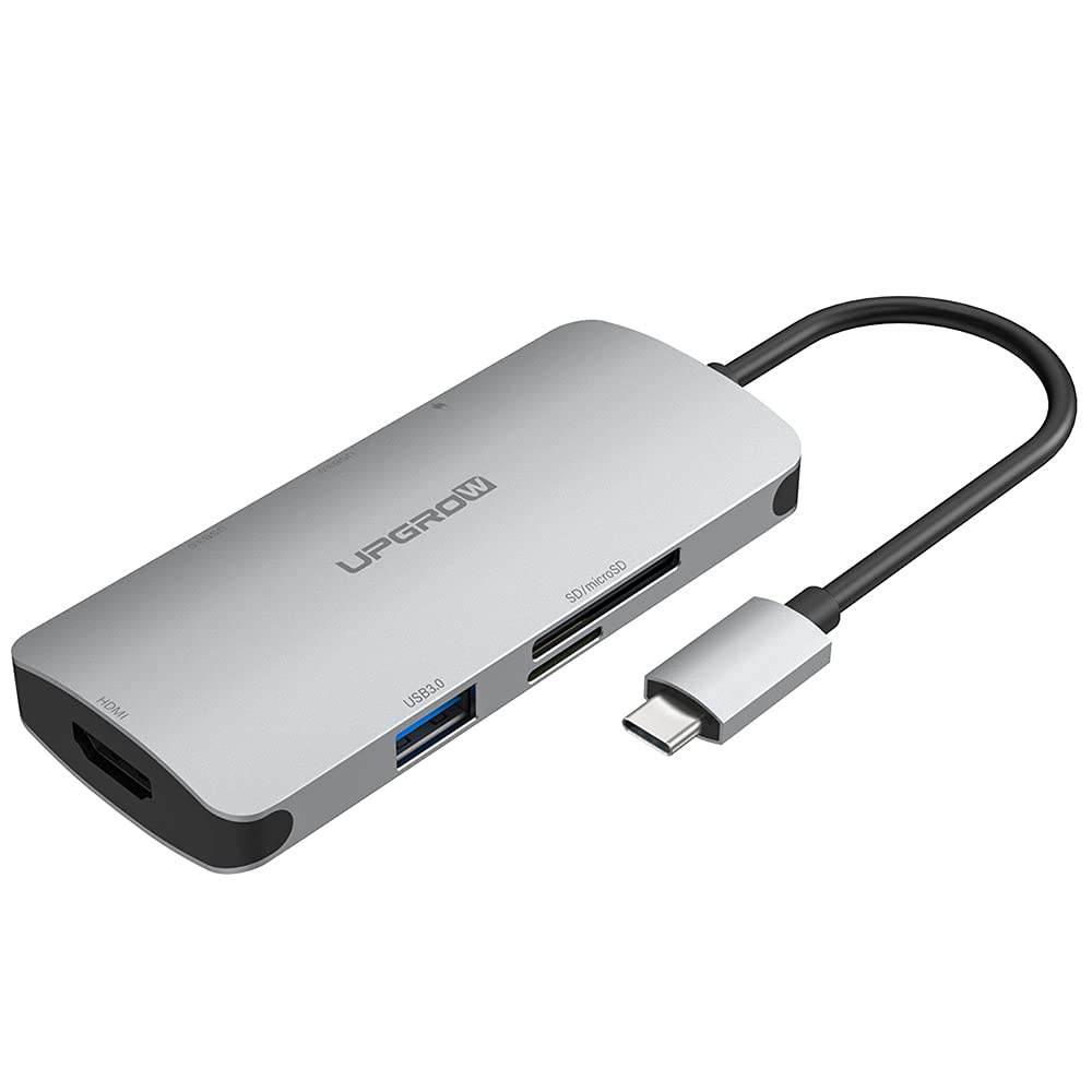 UPGROW USB C Hub 7-1 Multiport Adapter Portable with 4K HDMI, 3 USB 3.0 Ports, 100W PD Charger, TF/SD Card Reader, Type C Dock Compatible with MacBook Pro/Air, and More C Port Laptops