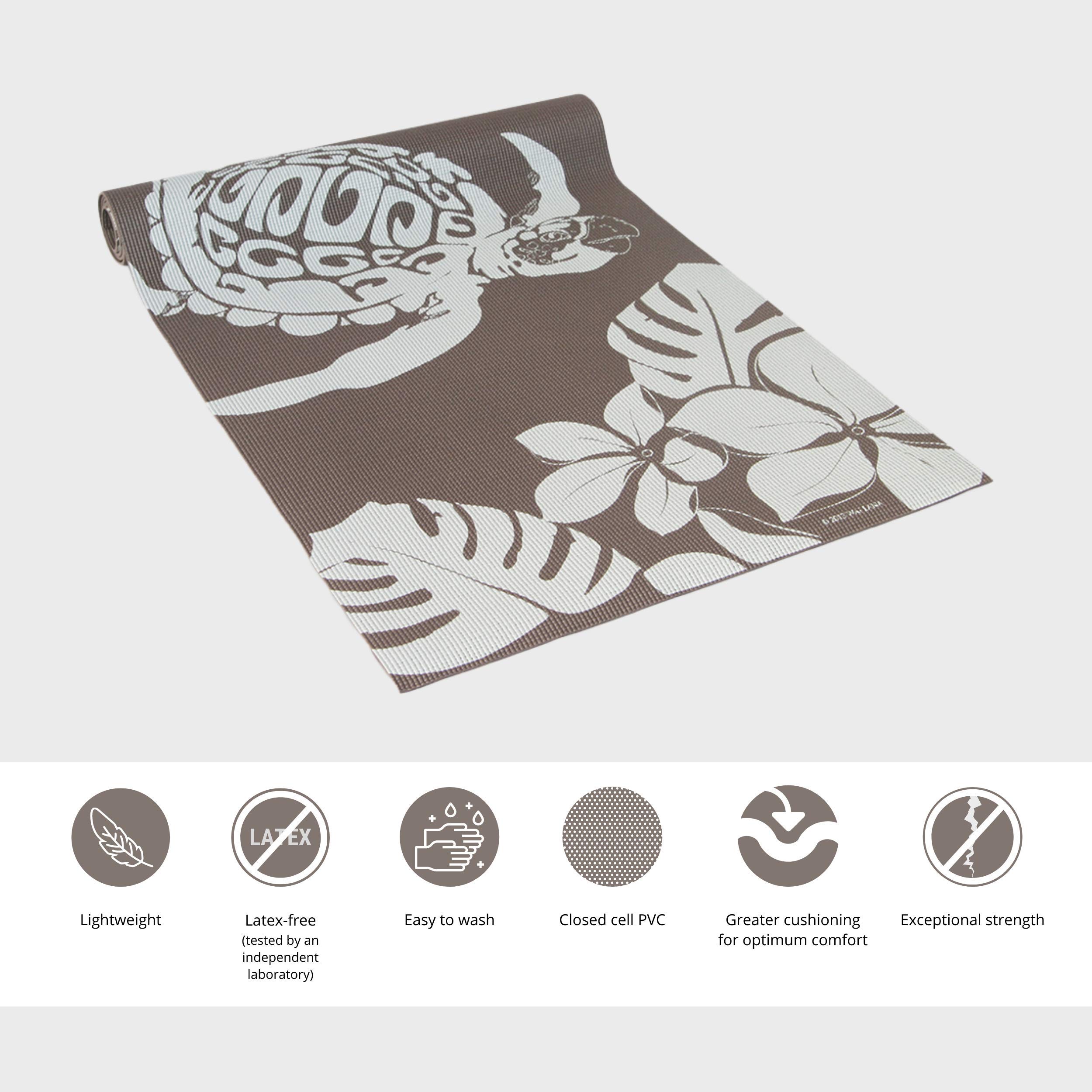 Wai Lana Yoga Mat Sea Turtles, Color:Gray, 1/8" thick, 3.5mm thick