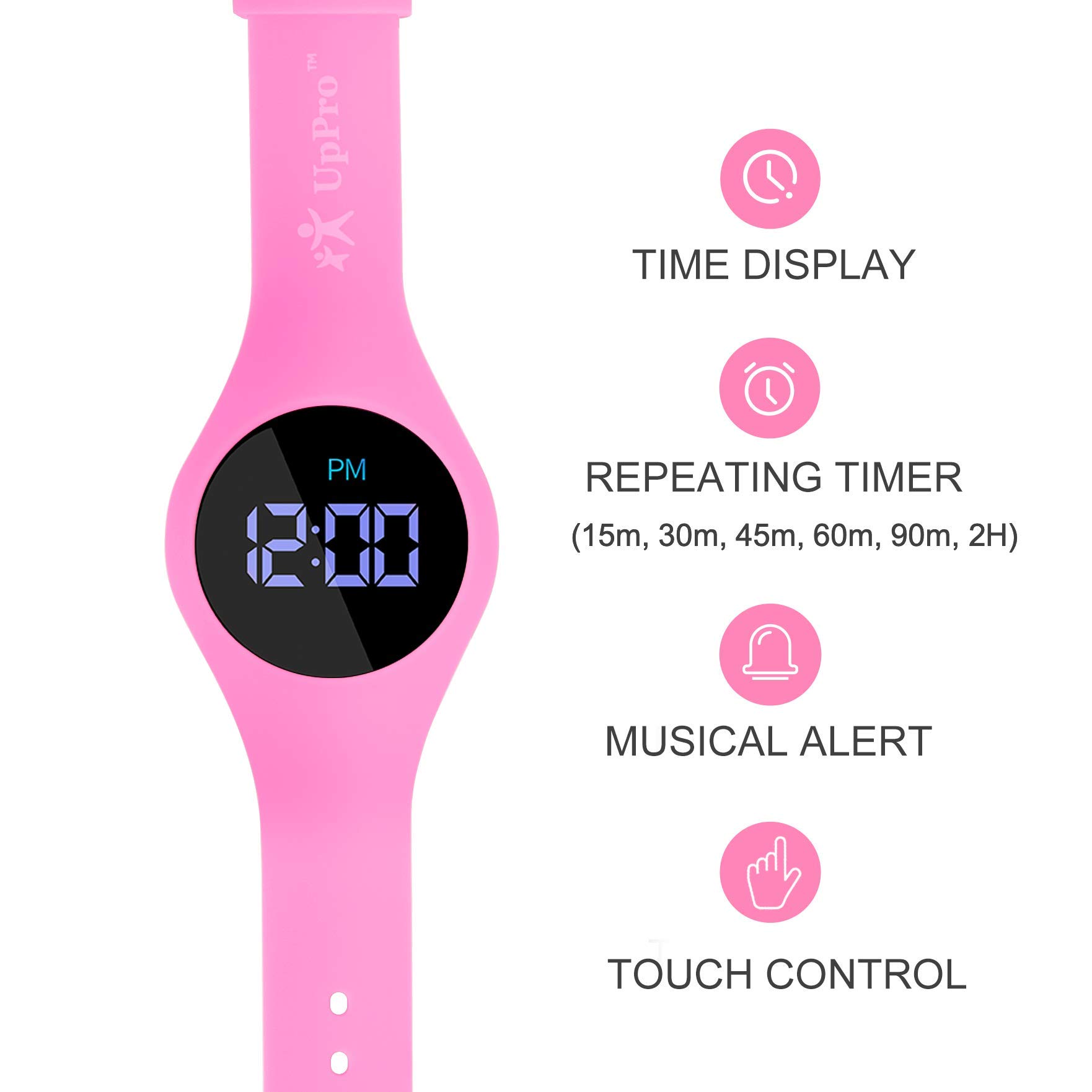 UpPro Potty Training Watch with Countdown Timer, Rechargeable and Water Resistant Toddler Watch, Musical Potty Trainer Alarm for Toilet Training, Compatible with Potty Watch(Pink)